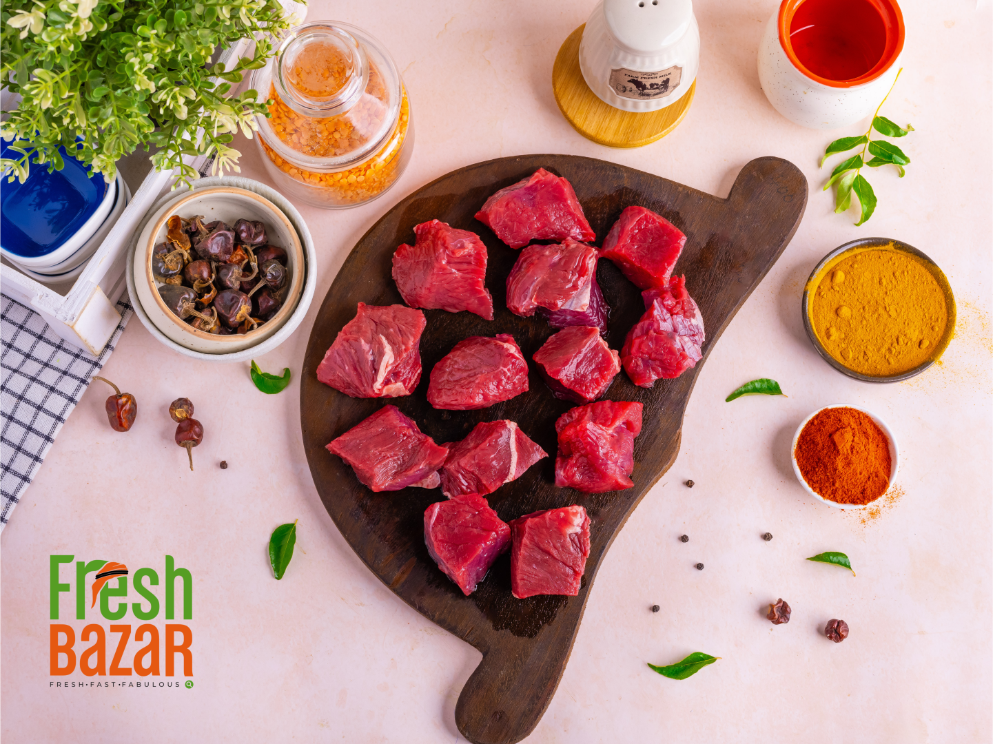 BEEF INDIAN BONELESS CURRY CUTT FROM SHOULDER -500G – FreshBazarOman